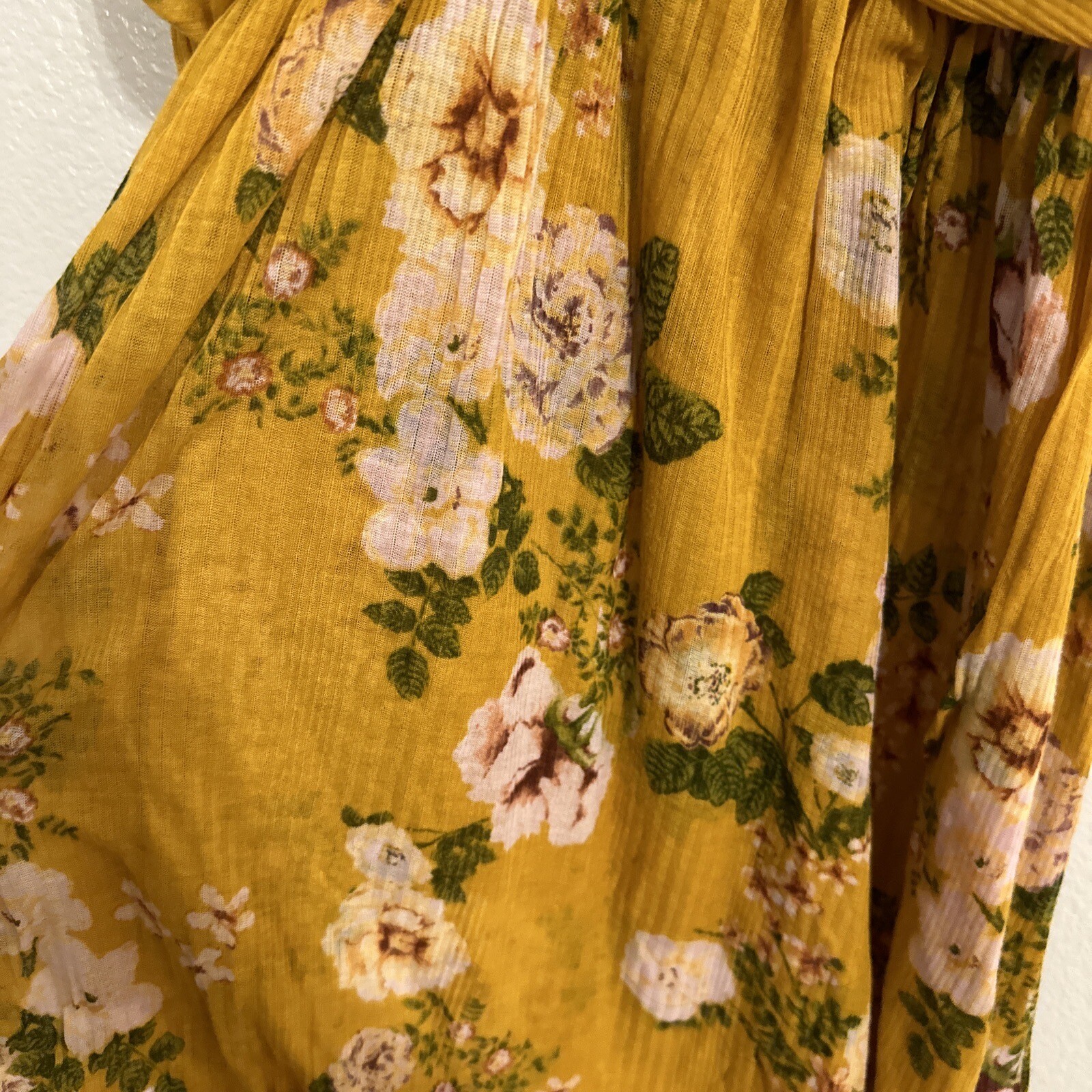 FREE PEOPLE Top - Yellow, Floral, Mirage, Hi-Low, Bandeau Knot, Straps ...