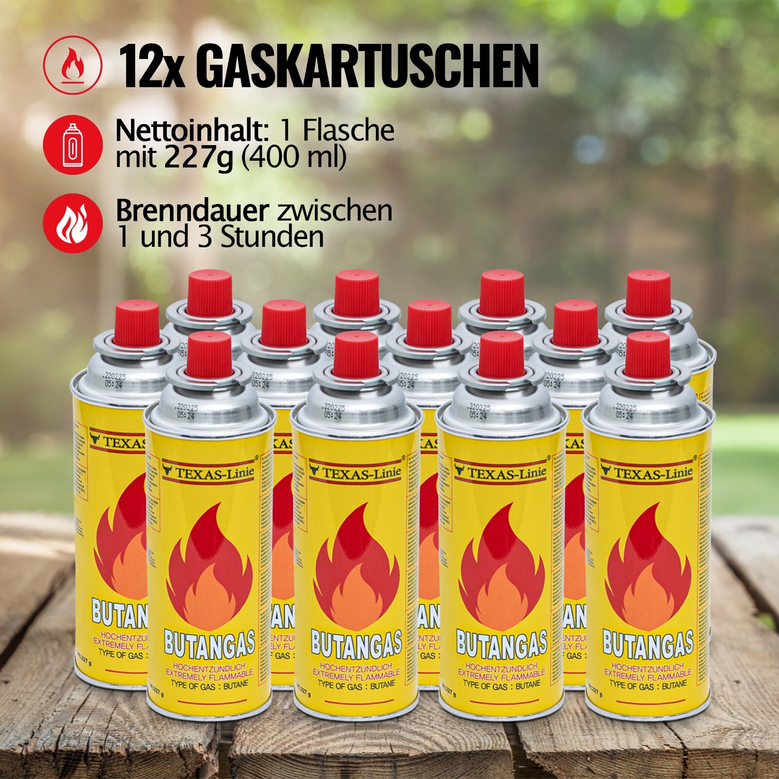 Butan Gas Kartusche 227g Gaskartuschen Bunsenbrenner Campingkocher ...