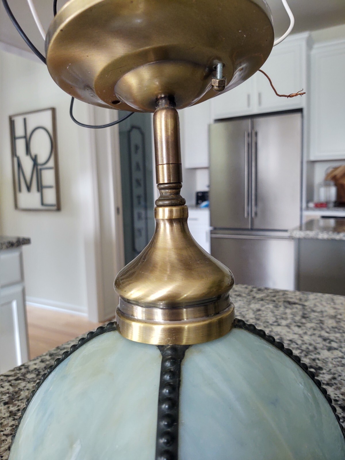 Vtg. Mid-century Modern Slag Glass Tulip Flower Ceiling Pendant Light ...