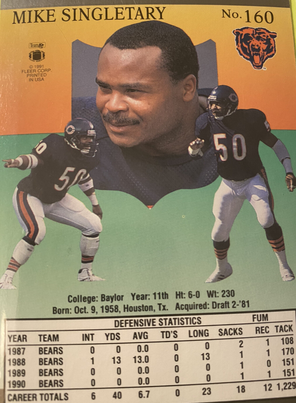1991 Fleer Ultra - Mike Singletary #160 for sale online | eBay