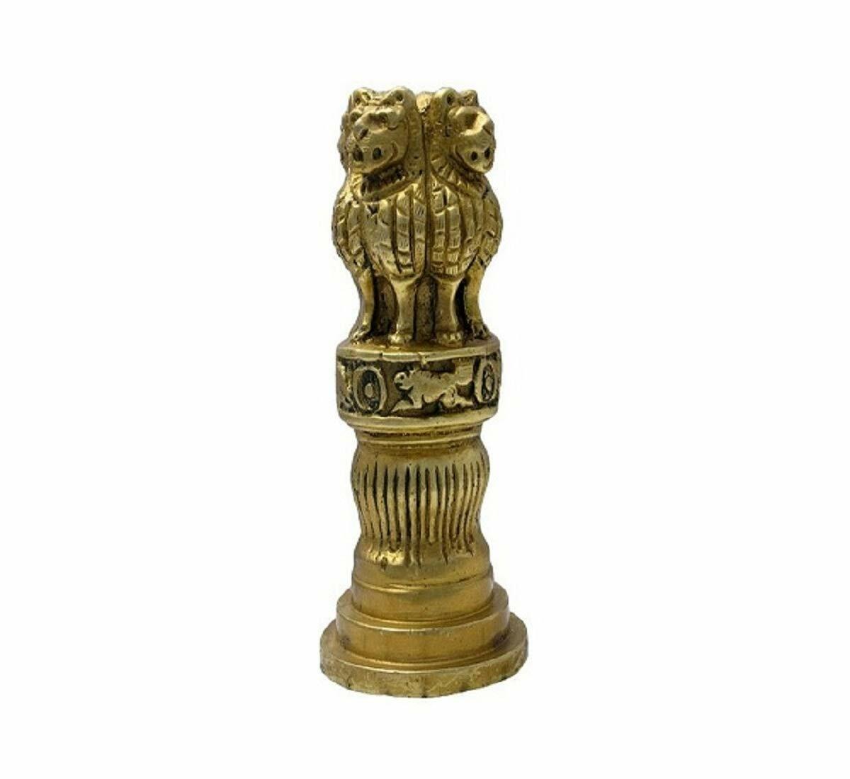 Handcrafted Brass Ashoka Stambh / Ashok Pillar 4 Lions Showpiece Gift ...