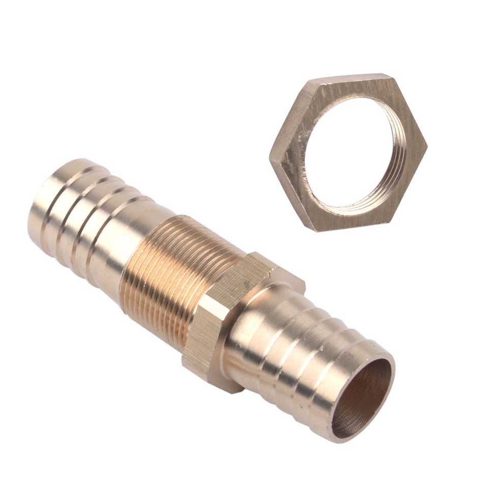 2pcs 16mm Brass Bulkhead Fitting Barb Straight Connector Joiner Water ...