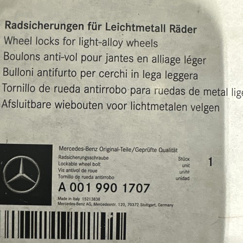 Authentic OEM Mercedes-Benz Wheel Lock Kit A001 990 1707 Black Color ...