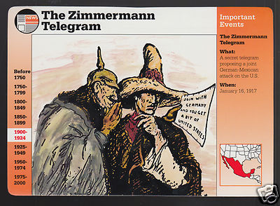 THE ZIMMERMANN TELEGRAM 1917 Cartoon Germany Mexico WWI 1996 STORY ...