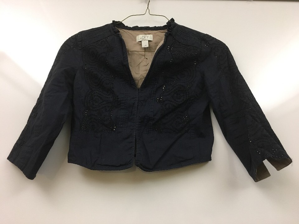 LOFT Navy Eyelet Lace Jacket - Size 2 Petite (2P) | eBay