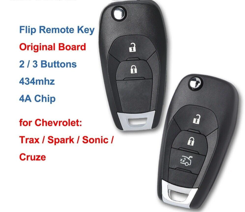 Flip Remote Car Key 2 3 Buttons 434MHZ 4A Chip for Chevrolet Trax Spark ...
