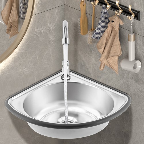 Single Triangle Wash Basin, Corner Sink Small Bar Sink Stainless Steel ...