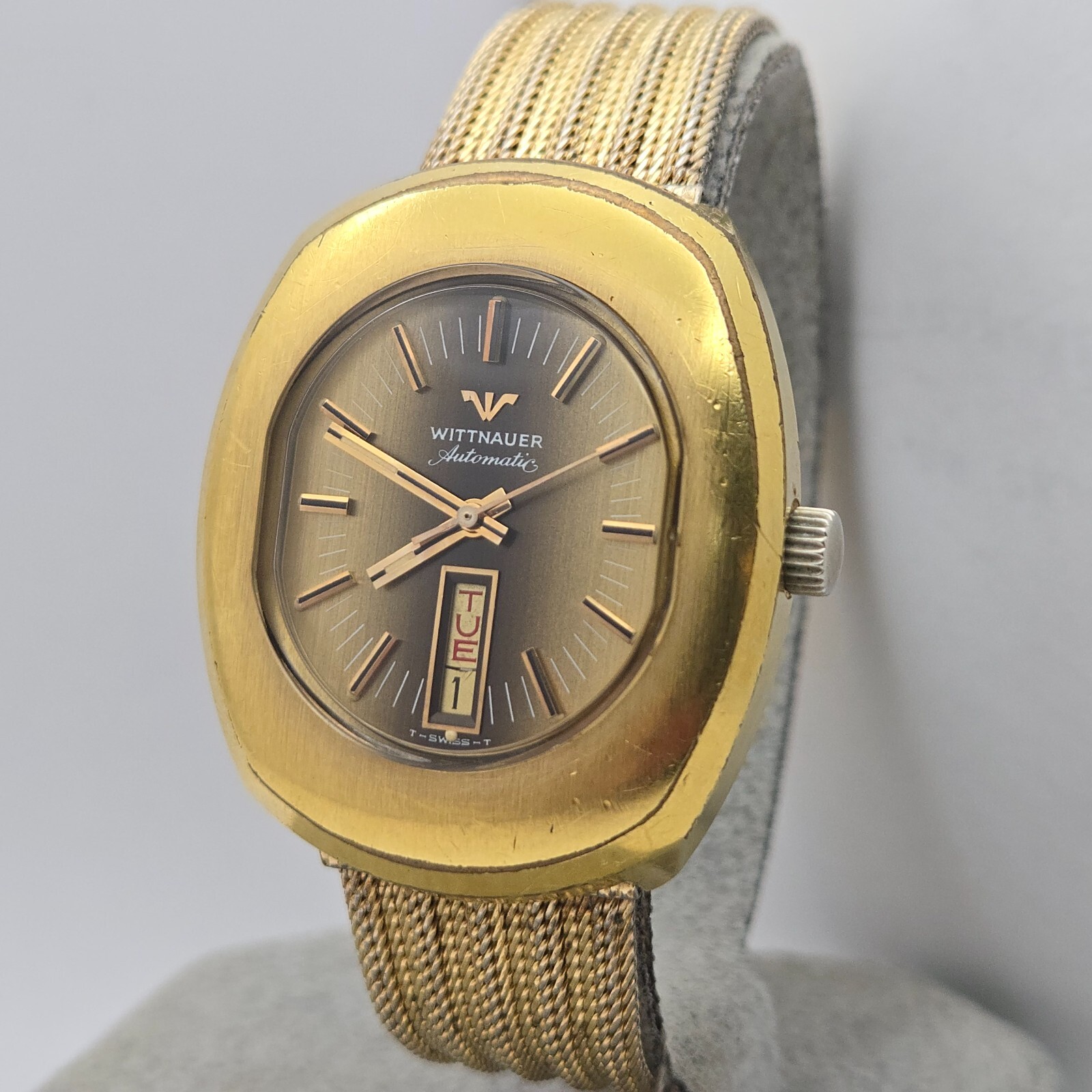 Vintage WITTNAUER men's automatic watch D11AE 17Jewels day/date swiss ...