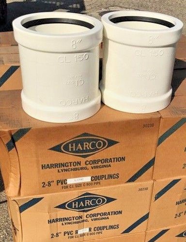 Harco 8" PVC Gasketed Joint Line Coupling For C-900 Pipe DR18 ASTM ...
