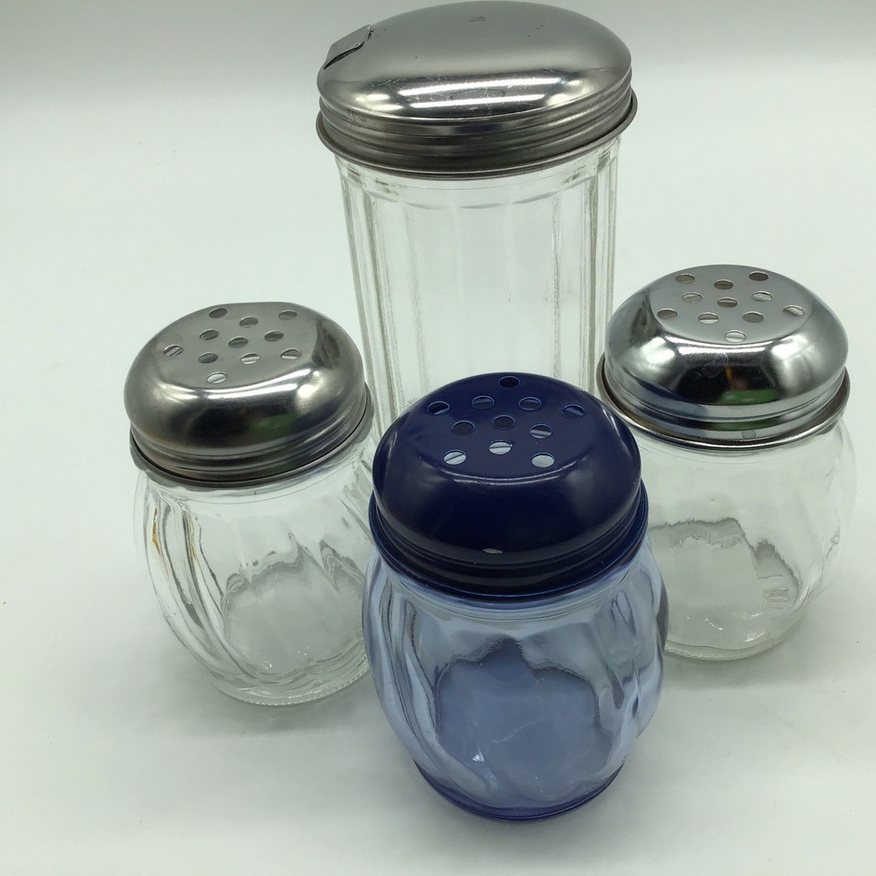 Vintage Shakers Sugar Parm Cheese Spices Glass Ribbed USA & Canada Lot ...