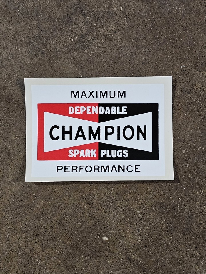 Original 1960's water Decal CHAMPION SPARK PLUGS Hot Rod Factory Drag ...