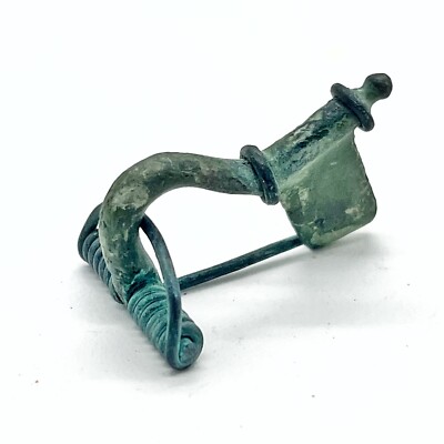 Viking - Ancient Old Ornamental Bronze Fibula Brooch