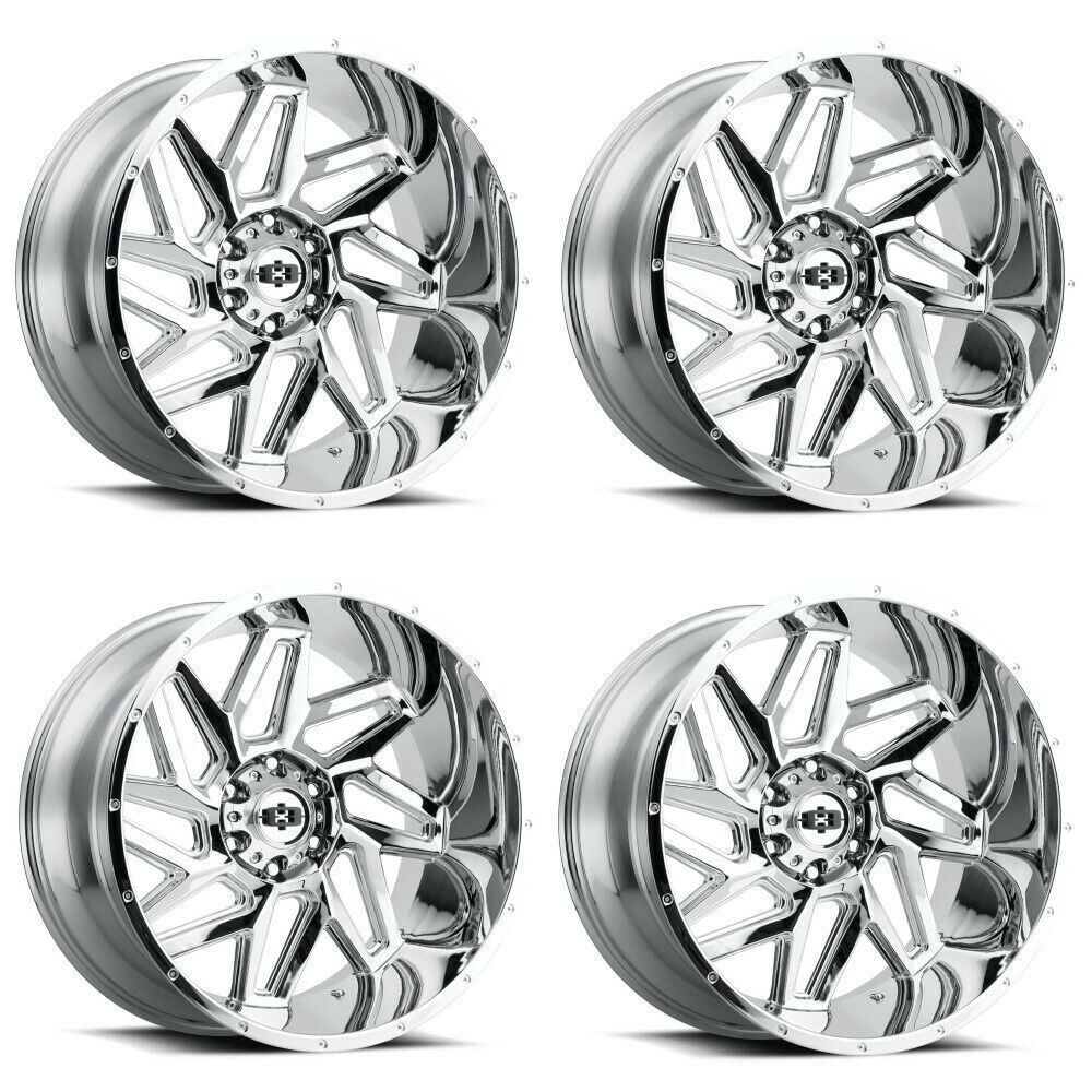 Set 4 20" Vision Off-Road 361 Spyder Chrome Wheels 20x12 6x135 Lifted ...