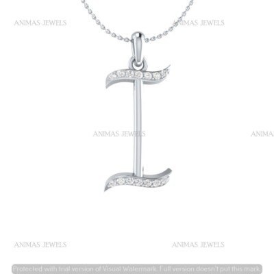 Custom Initial Letter I Pendant Necklaces 0.10 CT Moissanite 925 ...