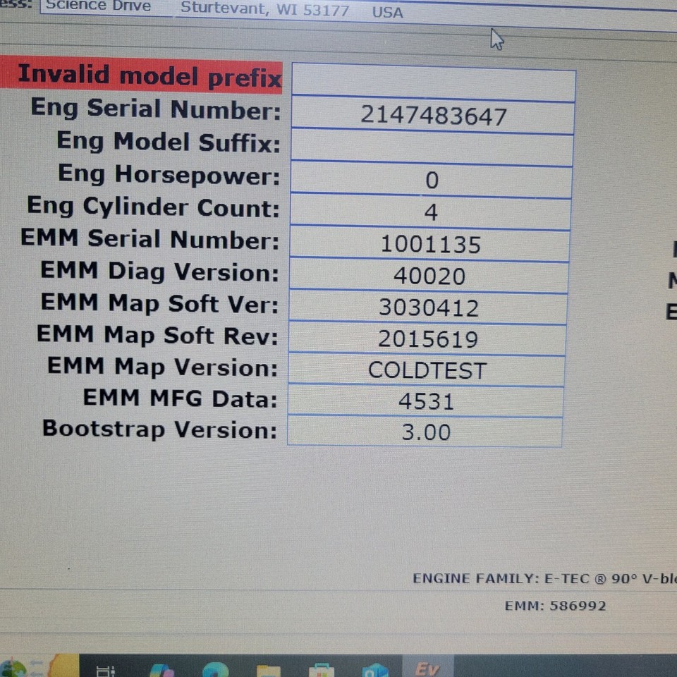 USED 586992 OEM Evinrude E-Tec EMM Module V-4 Production EMM 587130 ...