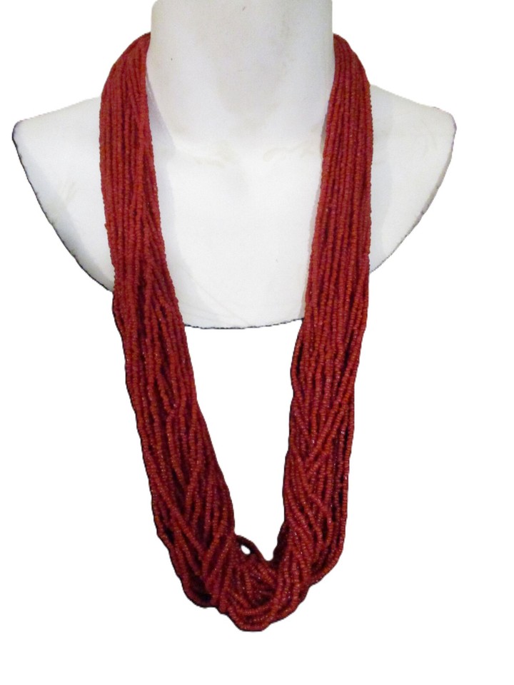 Red Coral Navajo Native American Heishi Multi Strand Necklace 28 ...