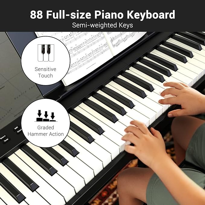 Ingbelle 88-Key Digital Piano Keyboard Bluetooth Foldable Electric ...