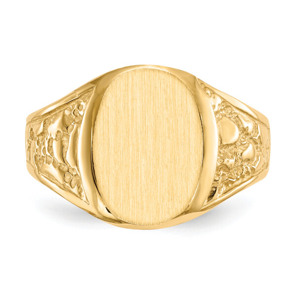 14K Yellow Gold Mens Custom Engraved Signet Ring Handmade Personalized ...