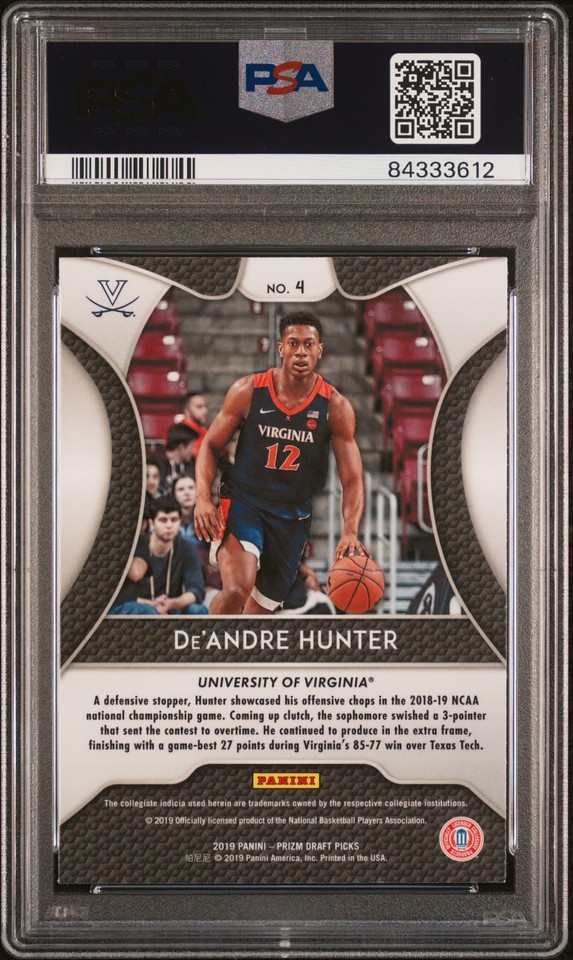 2019 Panini Prizm Draft Picks 4 DeAndre Hunter Rookie Card - PSA 9 RC ...