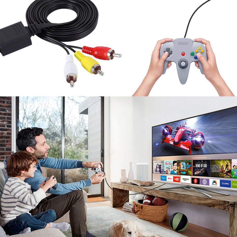 Audio AV RCA Cable AC Power Supply Adapter Cord For Super Nintendo SNES ...