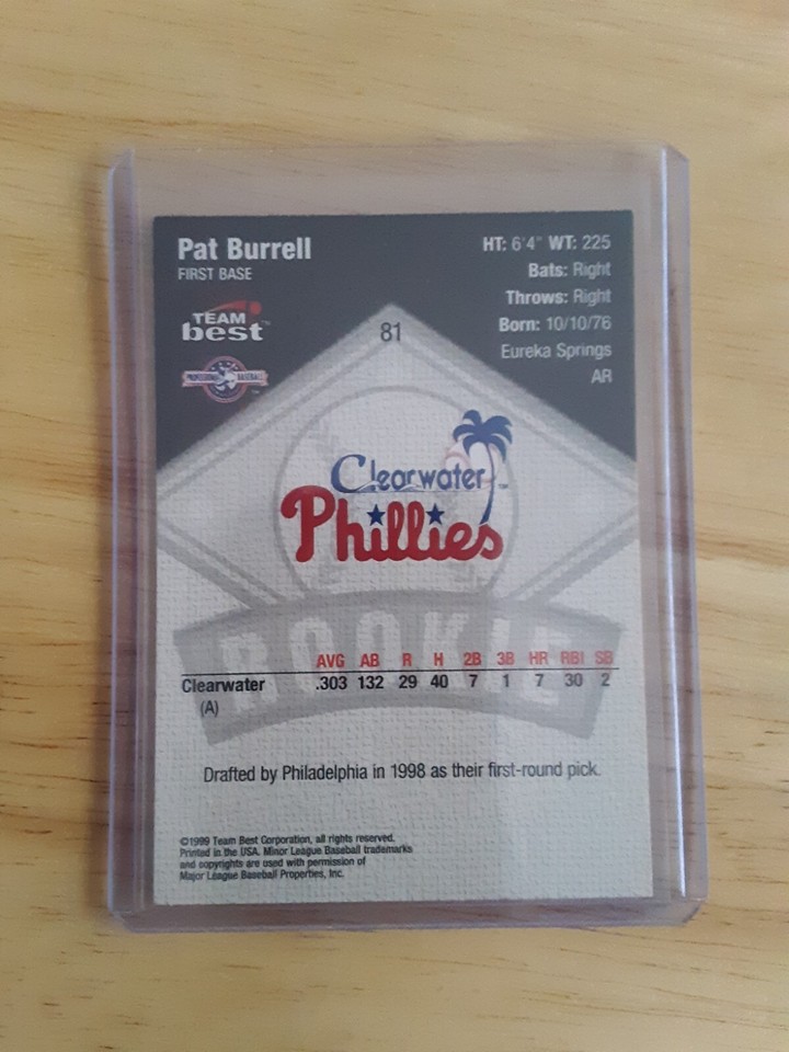 Pat Burrell 1999 Team Best *RC* #81 Rookie Card Philadelphia Phillies ...