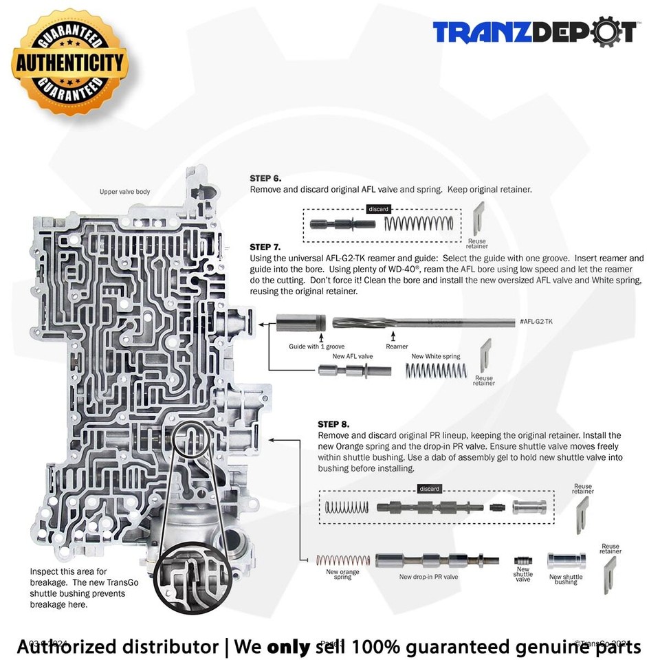 Brand New! Genuine TransGo 8L45 8L90 SHIFT KIT® Valve Body Repair Kit ...