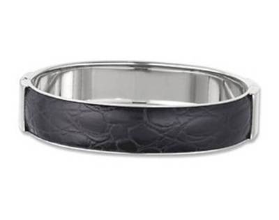 Genuine Black Leather 8" Snap Closure Bangle Bracelet -Last One! One ...