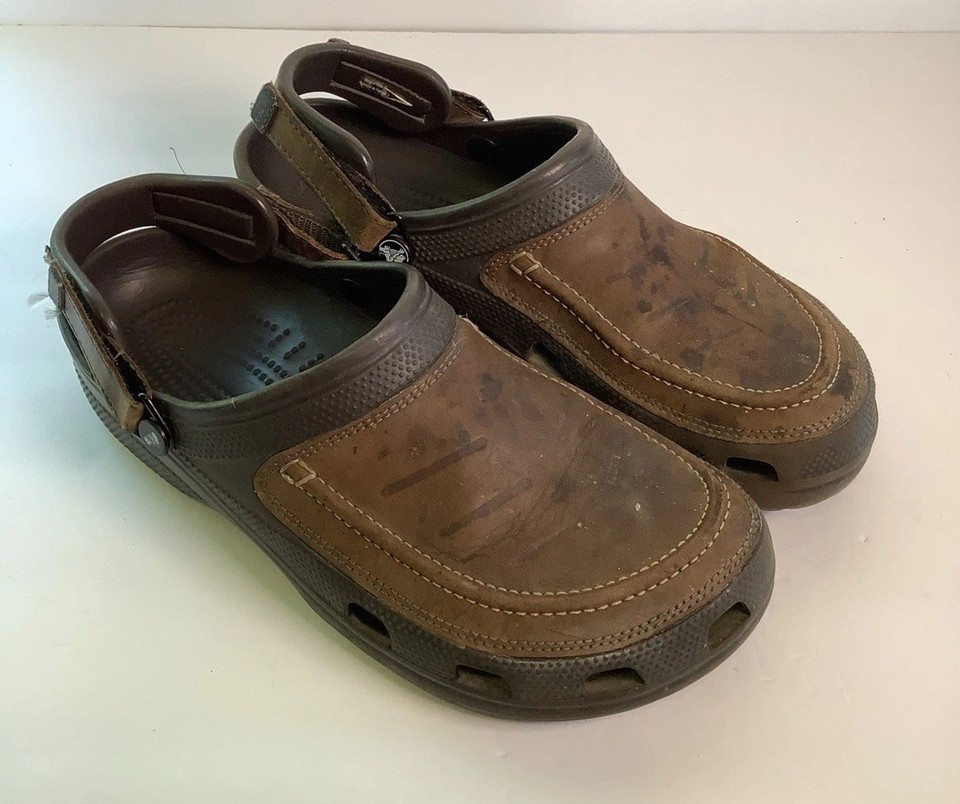 Crocs Yukon Vista Clogs Men's Size 11 Brown Leather Upper Slip On Back ...