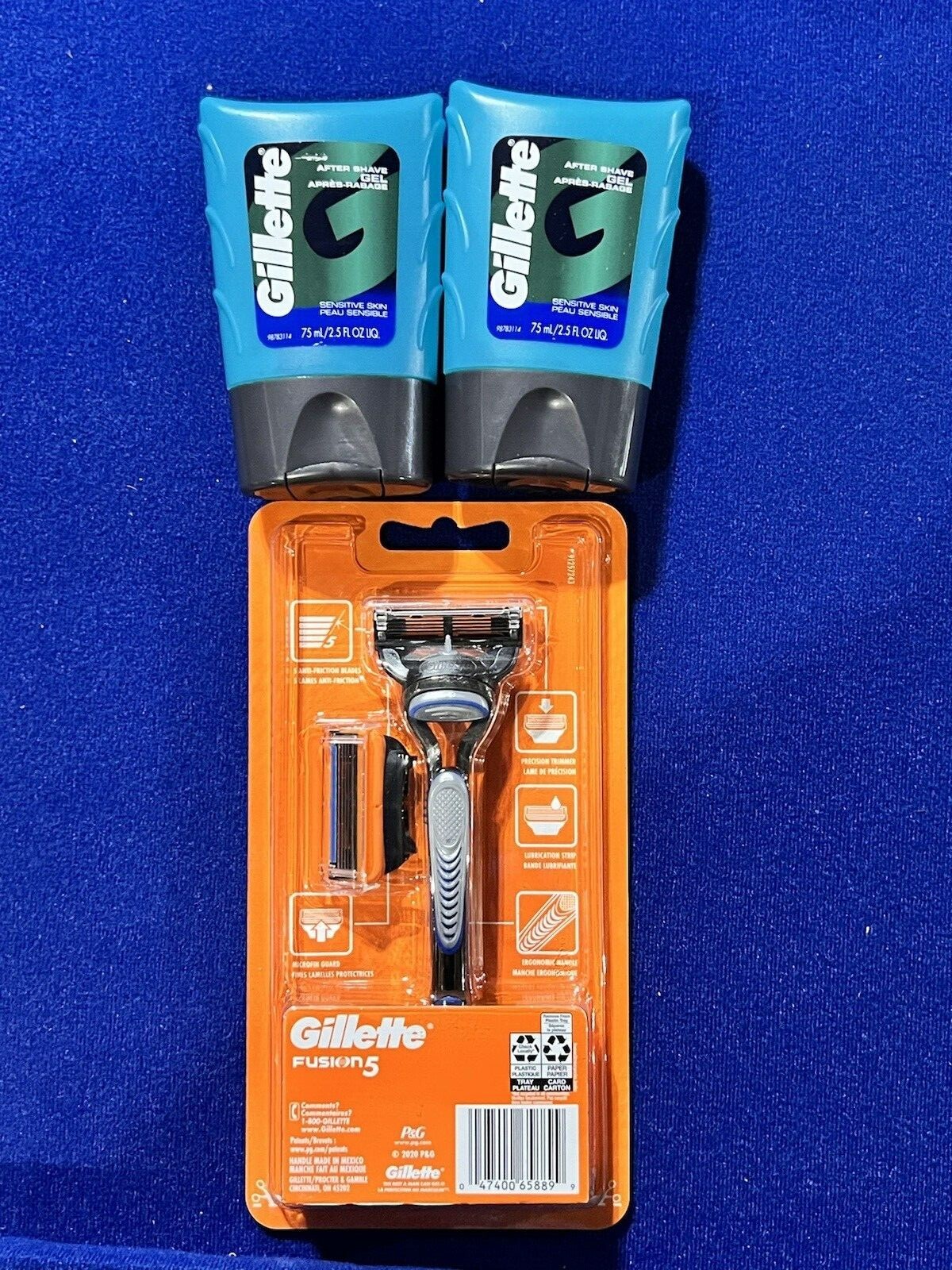 GILLETTE BUNDLE - 2 Gillette after shave + 1 Gillette Fusion razor ...