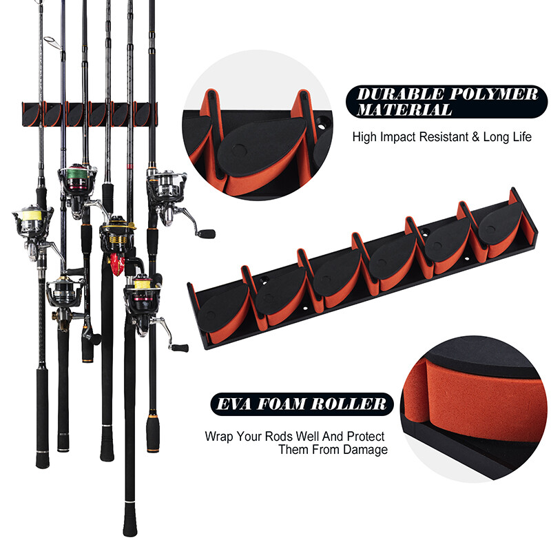 Fishing Rod Rack Vertical Horizontal Wall Mounted Fishing Pole Holder ...