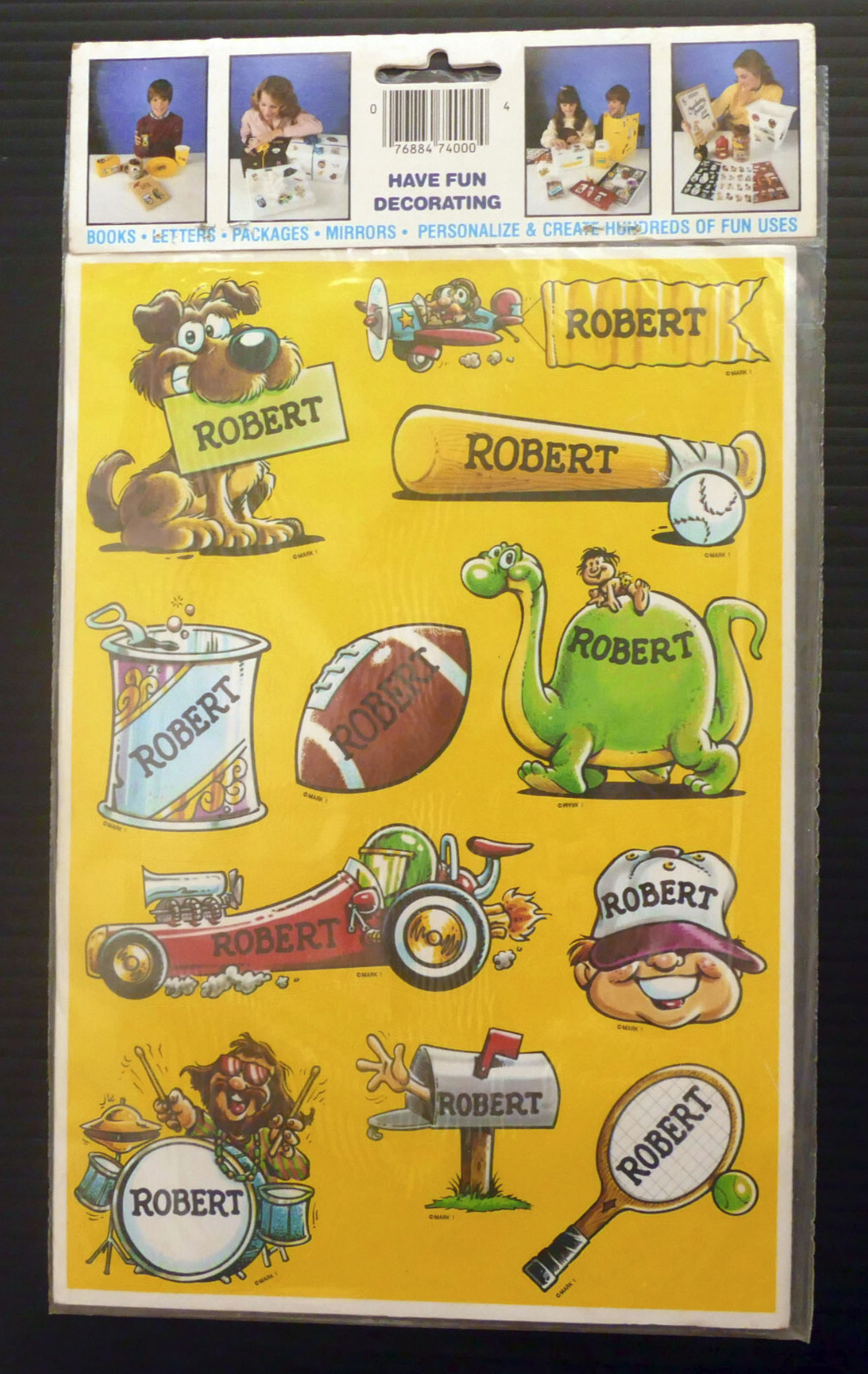 ROBERT Vintage Stickers 1983 personalised name car plane drums football ...