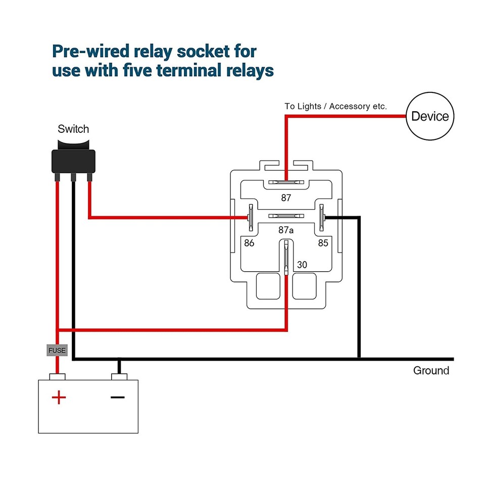 5 Pack Automotive Electrical Relays 12V Fuse Relay Switch Harness 5 Pin ...