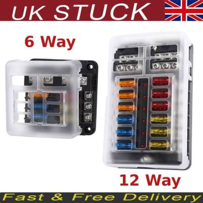 6/12 Blade Fuse Box Holder & Standard Blade Fuses Box for Car Camper ...