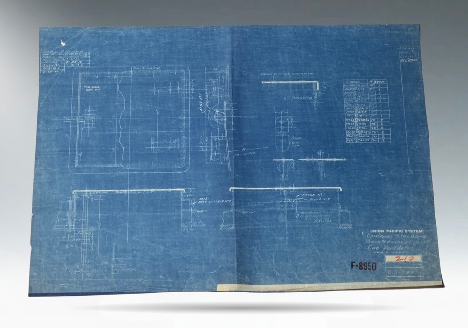 ANTIQUE- 20'' x 16''- Union Pacific Railroad Blueprints Lot 1903-1920's ...