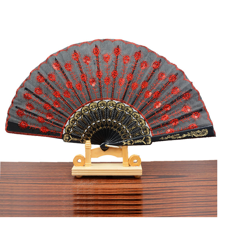New Chinese Hand held FAN Silk Folding Spanish Style Flower Dance Party ...