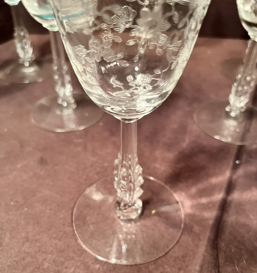 8 Vintage Cambridge 7 3/4" Crystal Water Goblets in The Chantilly ...
