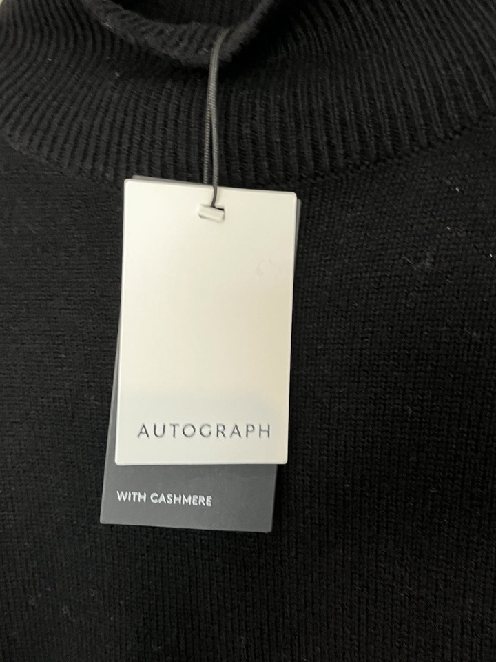 Marks and Spencer Autograph Cashmere Merino Wool High Neck Jumper Black ...