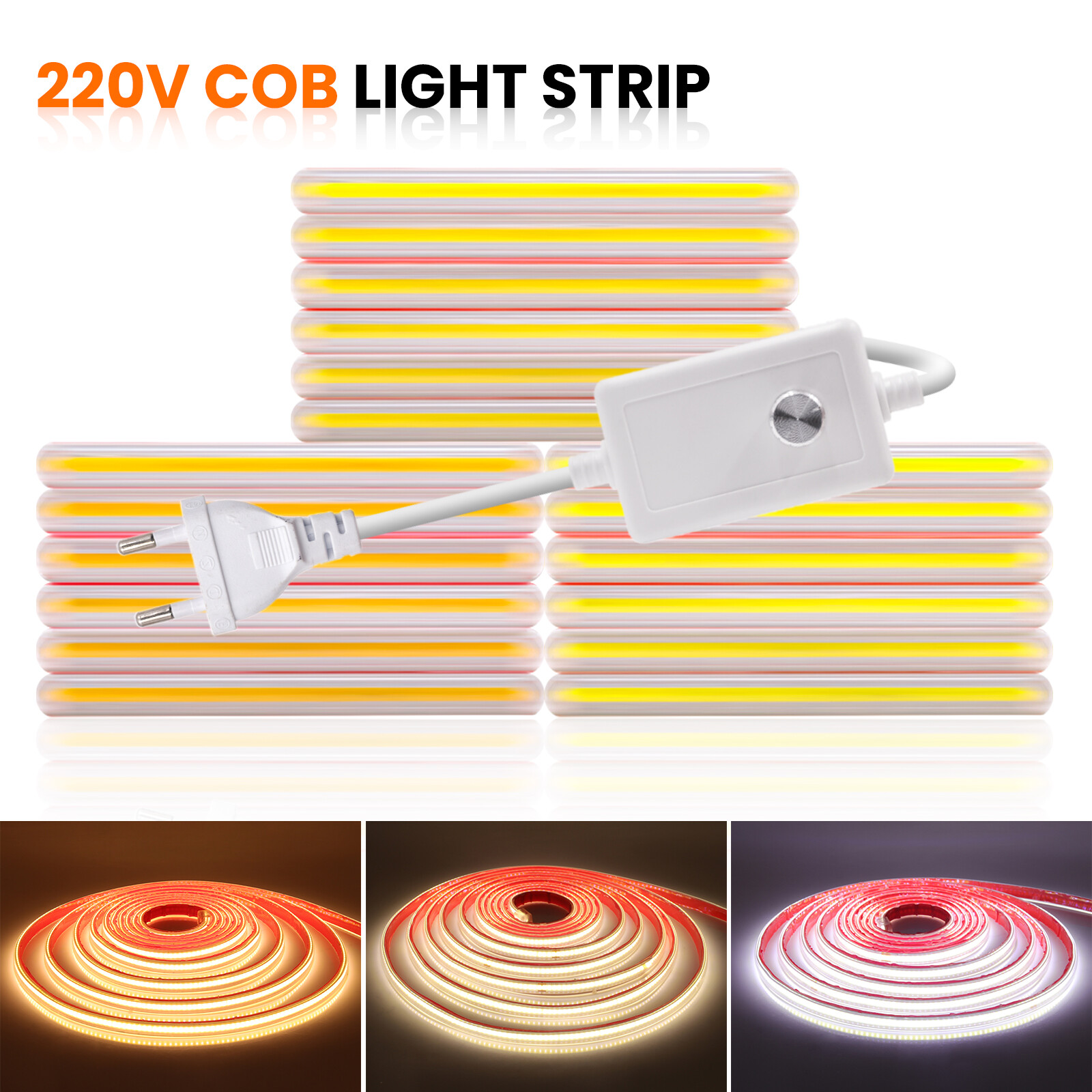 Dimmbar COB LED Streifen 230V IP67 Leiste Band Strip Lichtschlauch ...