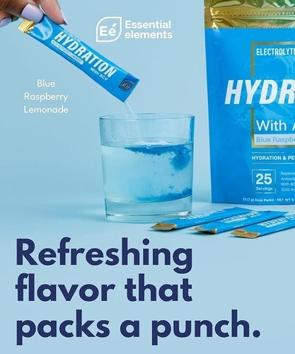 Essential Elements | Hydration Packets | Blue Raspberry Lemonade, 25 ...