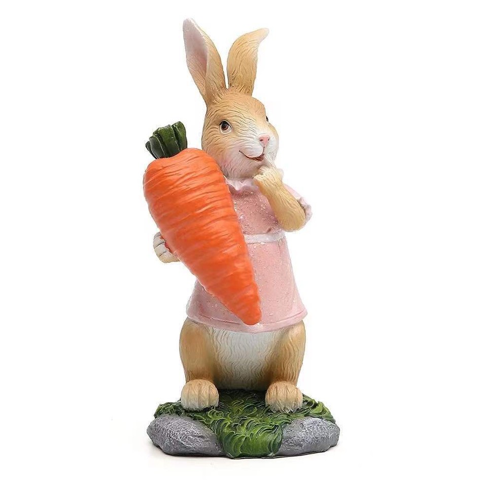 Easter Bunny Resin Figurine Rabbit Hug Carrot Desktop Decor Garden ...