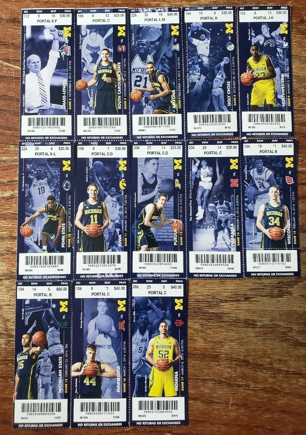 2013 - 2014 Michigan Wolverines Basketball Ticket Set | eBay