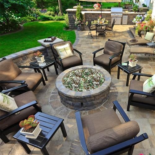 Fire Pit Glass Rocks 10 lbs, High 1/2 inch Emerald Green+Crystal Ice ...