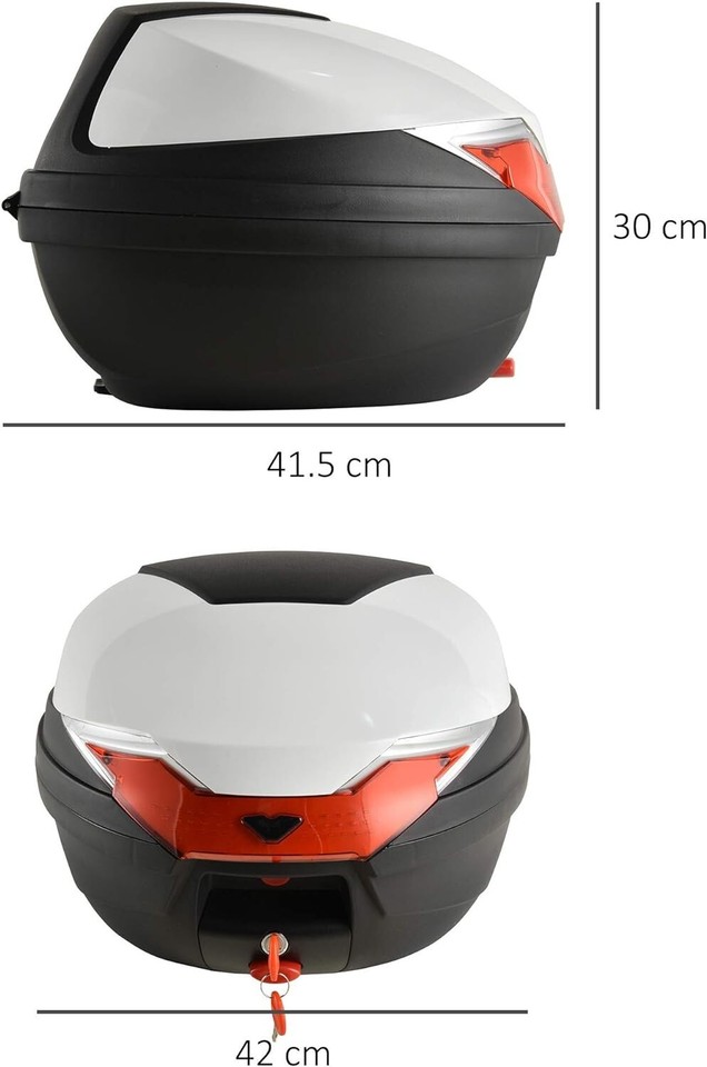 Motorcycle Top Box Bike Scooter Moped Travel Storage Lockable Helmet ...