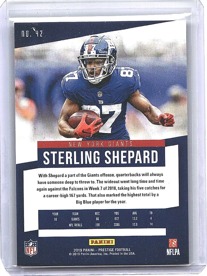 2019 Prestige Football Sterling Shepard #42 Xtra Points Purple /100 ...