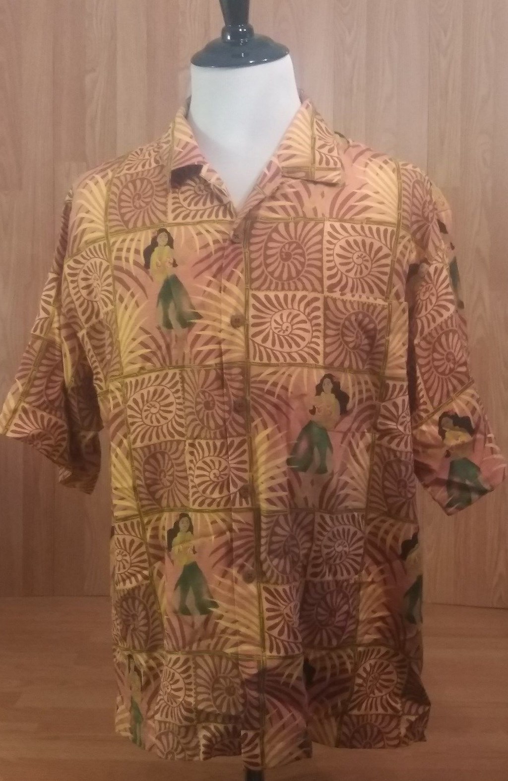 Tommy Bahama Silk Hawiian Shirt - Hula Girls, Nautilus Shells, Men's L ...