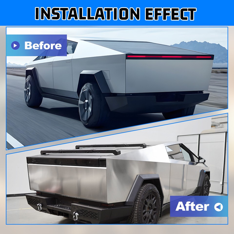 for Tesla Cybertruck 2024 2025 Heavy Steel Rear Roof Cargo Rail Racks ...