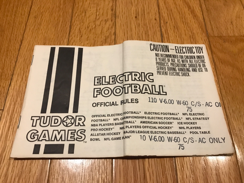 Vintage Tudor Electric Football Official Rules Book | eBay
