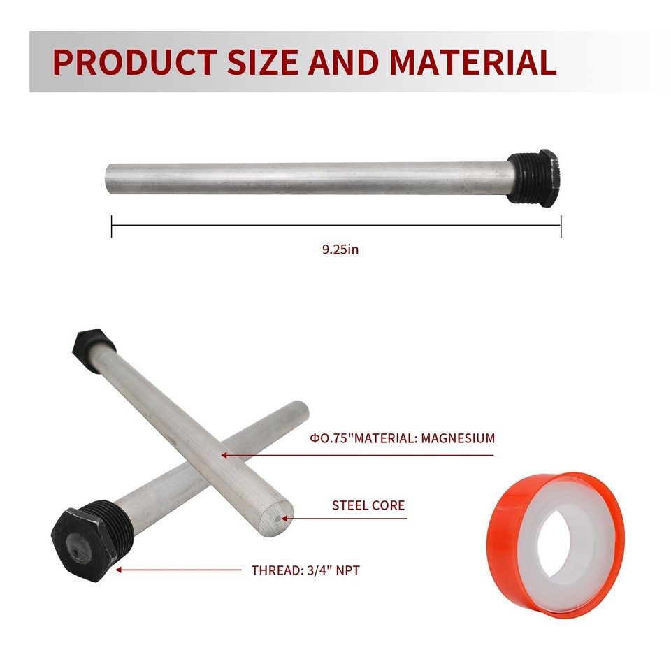 2 Pack RV Water Heater Anode Rods, Anode rod for RV hot water heaters ...