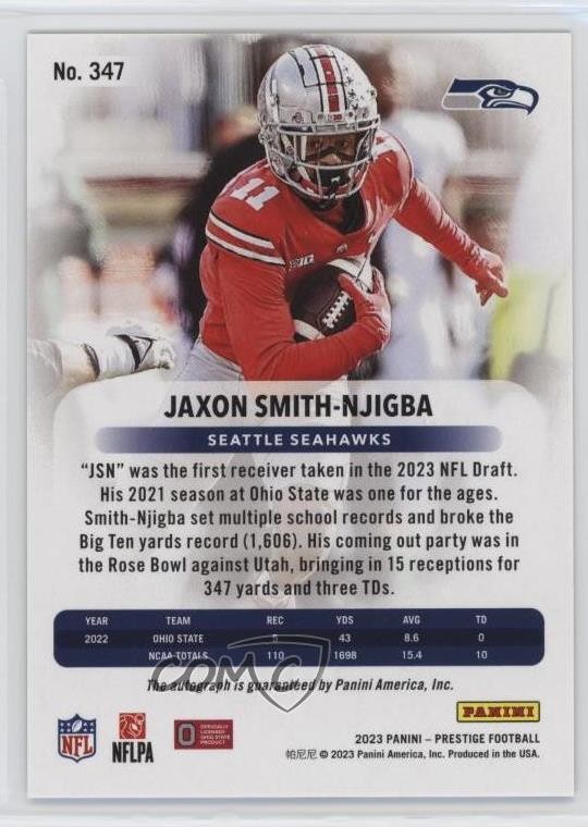 2023 Prestige Xtra Points Premium Signatures Jaxon Smith-Njigba Rookie ...