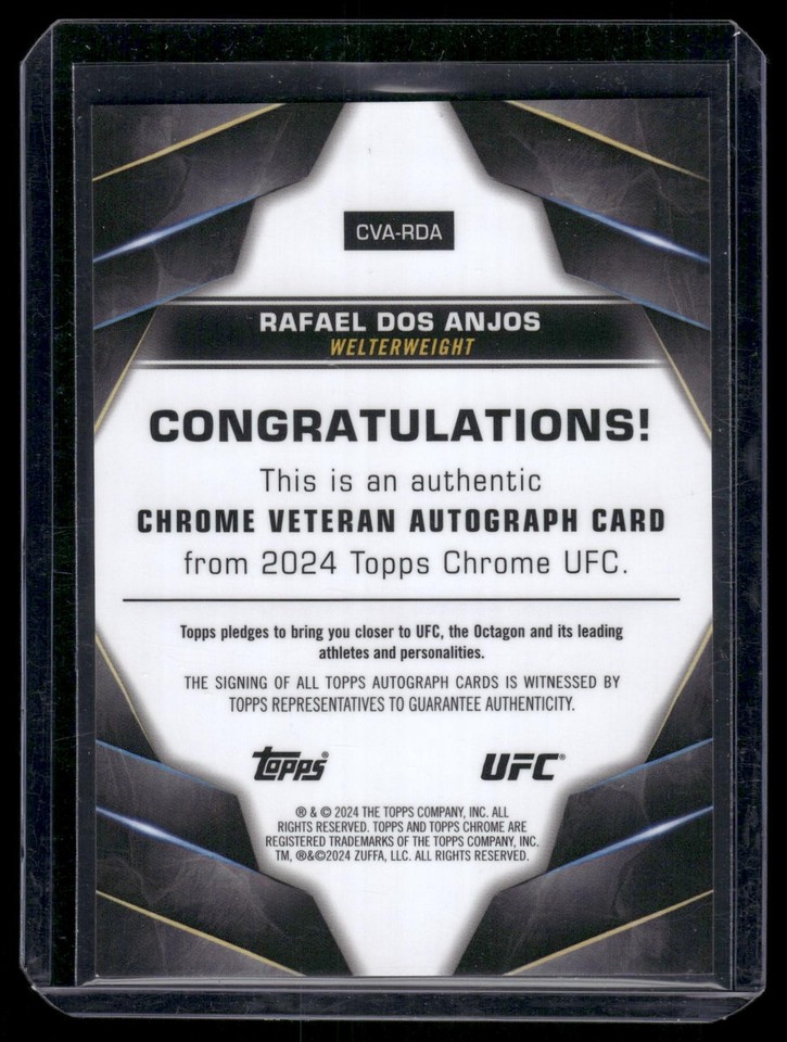 Rafael Dos Anjos 2024 Topps Chrome UFC #CVA-RDA Veteran Autograph SP | eBay
